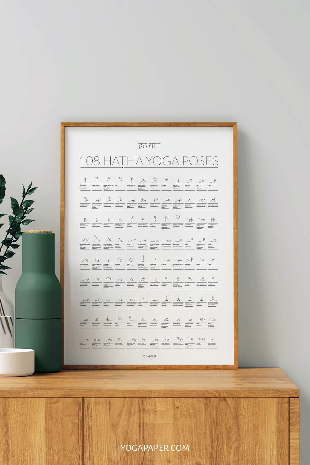 108 Hatha Yoga Poses With Stick Figures - Yoga Paper