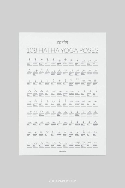108 Hatha Yoga Poses With Stick Figures - Yoga Paper