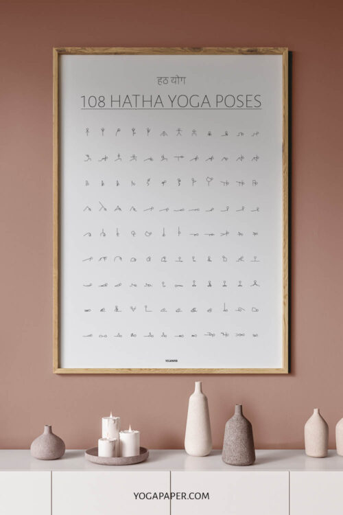 108 Hatha Yoga Poses With Stick Figures - Yoga Paper