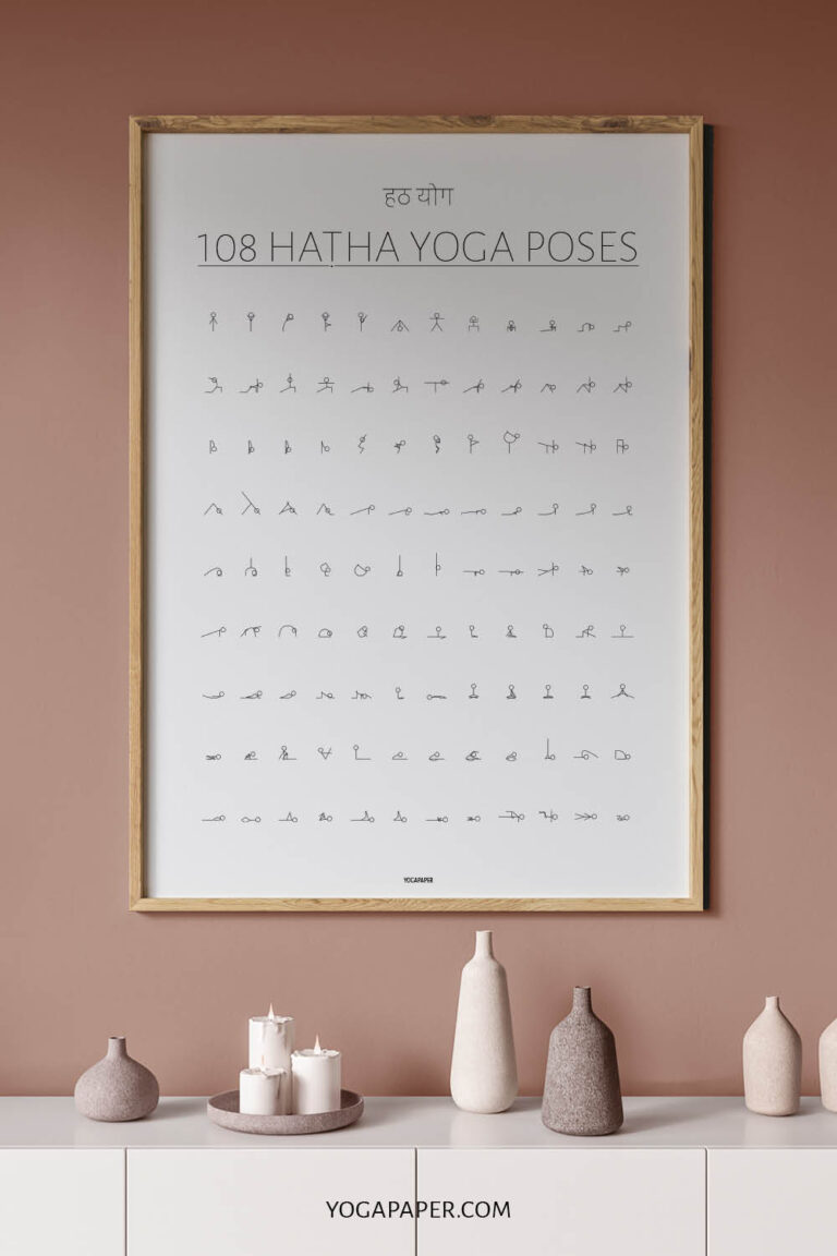 108 Hatha Yoga Poses With Stick Figures - Yoga Paper
