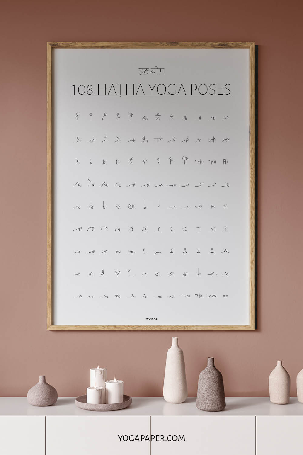 108 Hatha Yoga Poses With Stick Figures - Yoga Paper