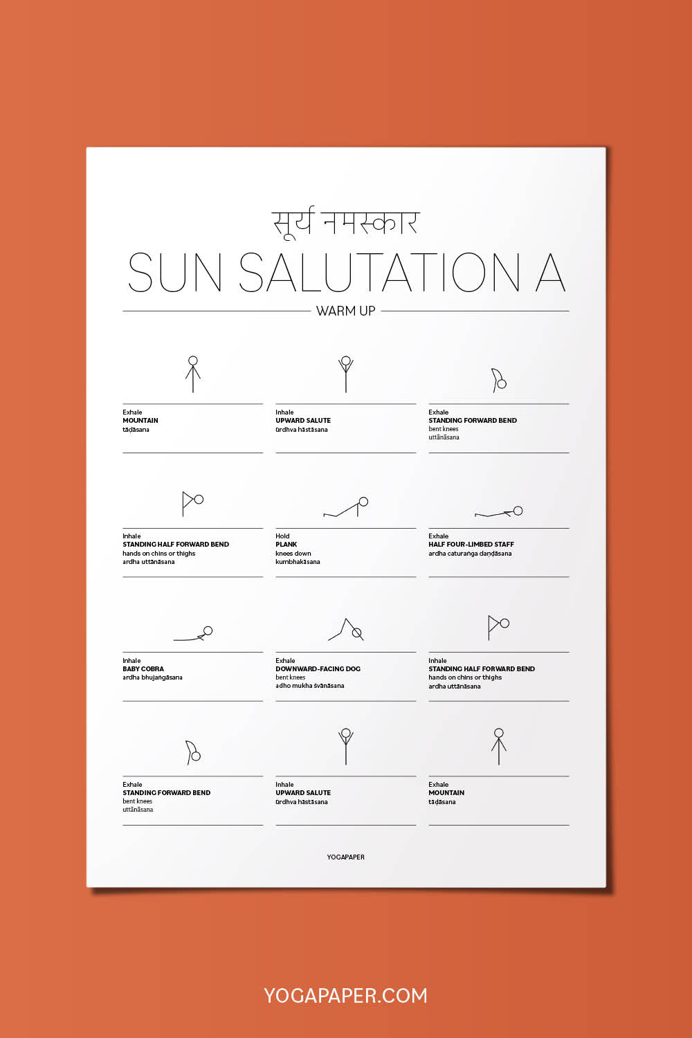 Sun Salutation A and B Yoga Sequences - Yoga Paper