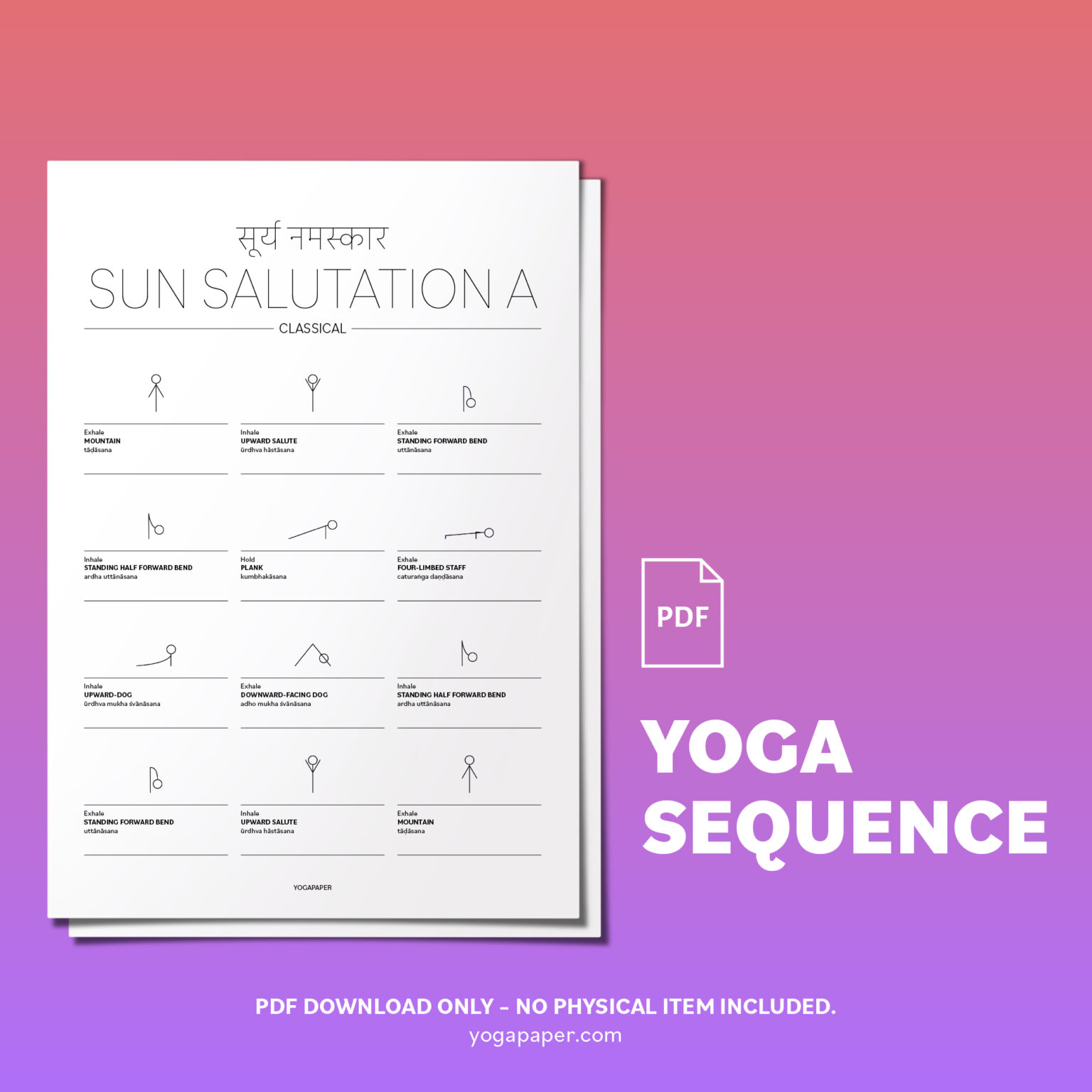 Sun Salutation A and B Sequence PDF - Yoga Paper